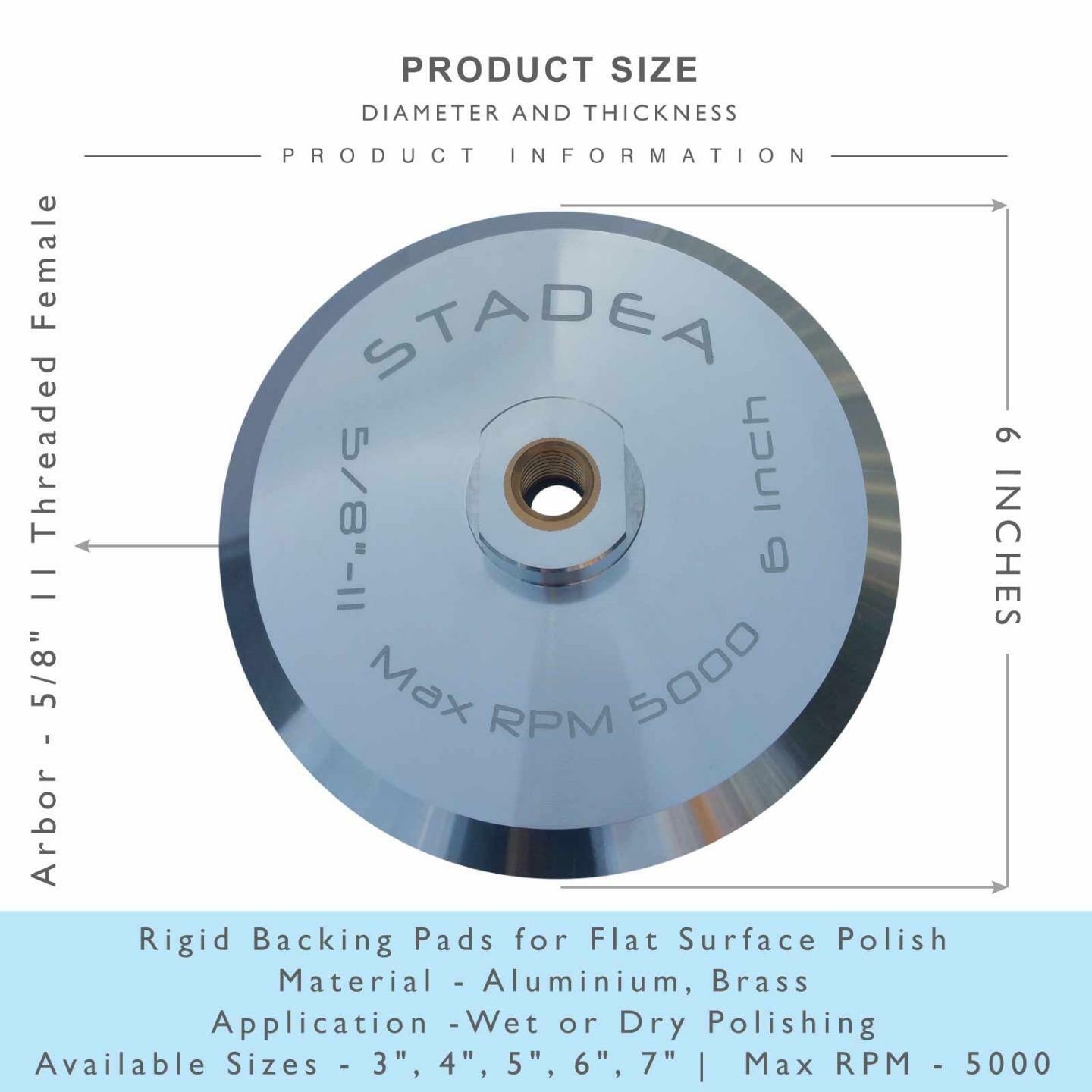 Stadea 6 Inch Hook and Loop Backing Pad With Rigid Aluminium Backer, 5/ ...