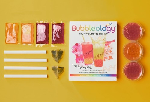 Bubbleology Fruit Bubble Tea Kit w/ Popping Boba & Tea Bags | Makes 4 ...