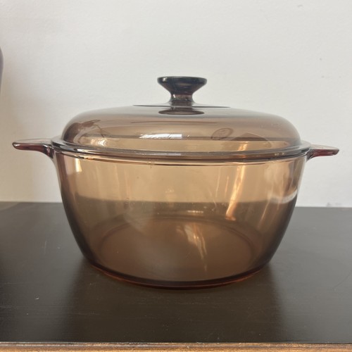 Vintage Corning Vision Ware Pyrex Amber 5 Qt 4.5L Dutch Oven Stock Pot ...