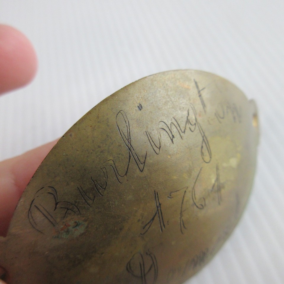 Antique unknown Brass Nameplate Burlington Vermont 1761 VT oddity | eBay