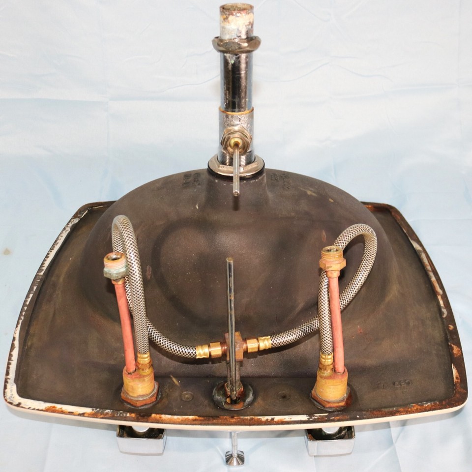 Vtg. Kohler Castelle Porcelain & Cast Iron Drop-In Sink w/ Kohler ...