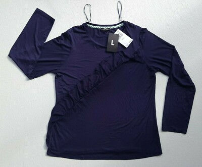 NEW! Jeanne Pierre Women's Long Sleeve Ruffle Top/Blouse. Navy Size ...