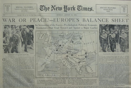 August 12, 1934 WAR OR PEACE 10 TROUBLED SPOTS EUROPE JAPAN NAVY RADIO ...