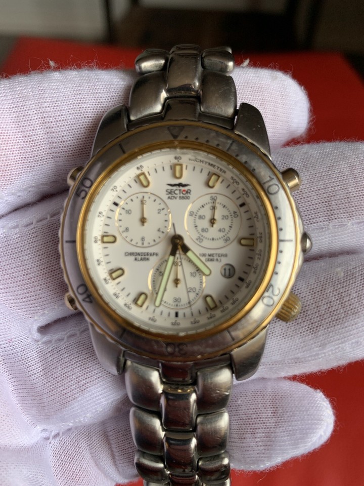 VINTAGE SECTOR ADV 5500 CHRONOGRAPH ALARM 12 Jewels MEN'S QUARTZ WATCH ...