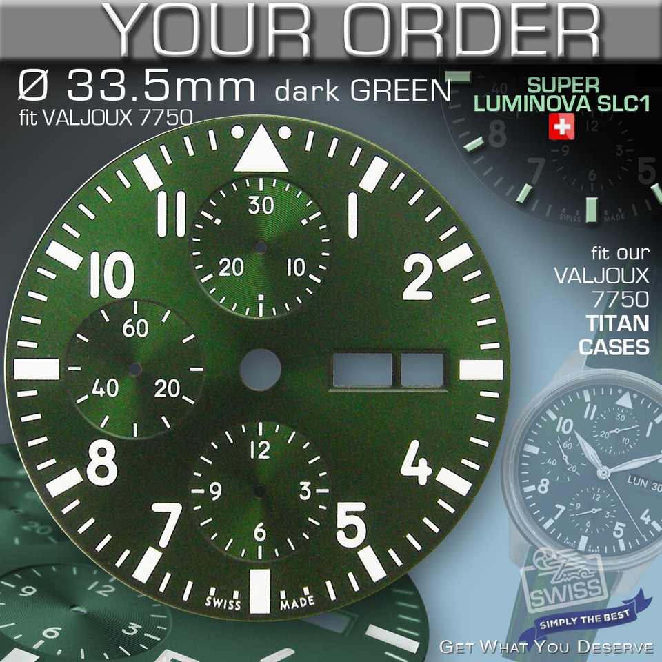 DIAL FIT MOVEMENT ETA VALJOUX 7750, Ø 33.5 mm, 5 COLORS - SUPERLUMINOVA ...