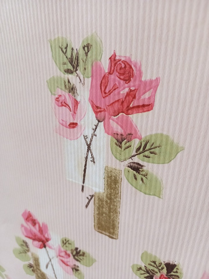 X2 60s Vintage MITRE Wallpaper Roll Flowers Rose retro MCM Floral ...