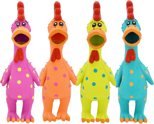 Multipet'S 11.5-Inch Latex Polka Dot Globken Chicken Dog Toy ...
