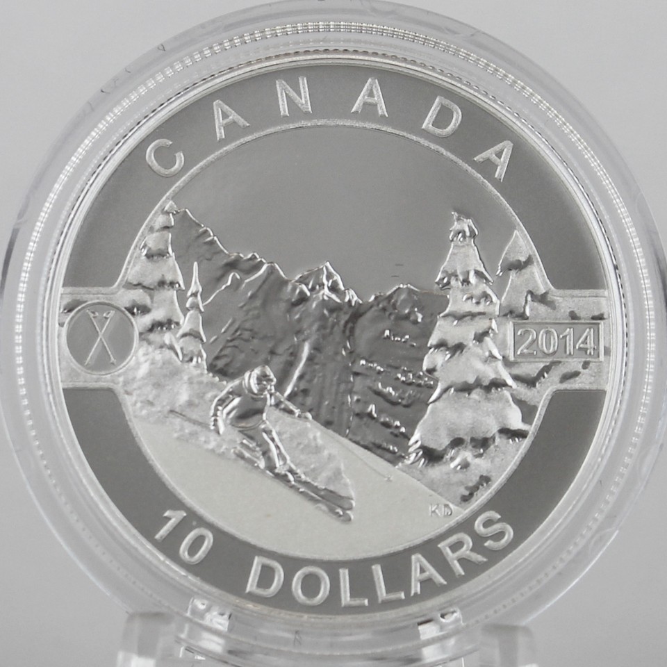 Canada 2014 $10 Skiing Canada's Slopes 1/2 oz .9999 Pure Silver Matte ...