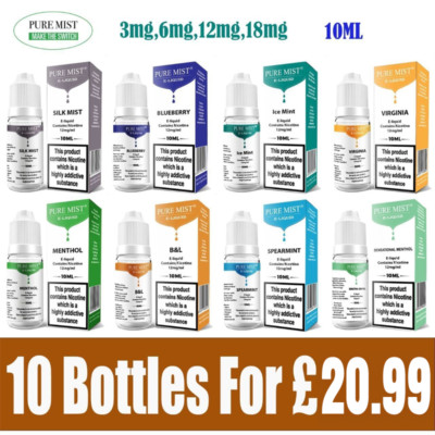 Pure Mist E Liquid 10ml Vape Juice 3mg,6mg,12mg,18mg | Buy 10 For £20. ...