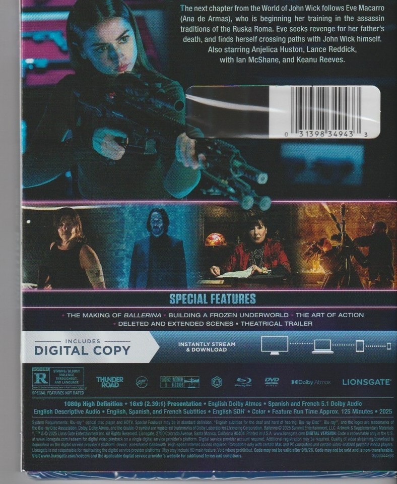 Ballerina: From the World of John Wick (Blu-ray + DVD + Digital) w ...