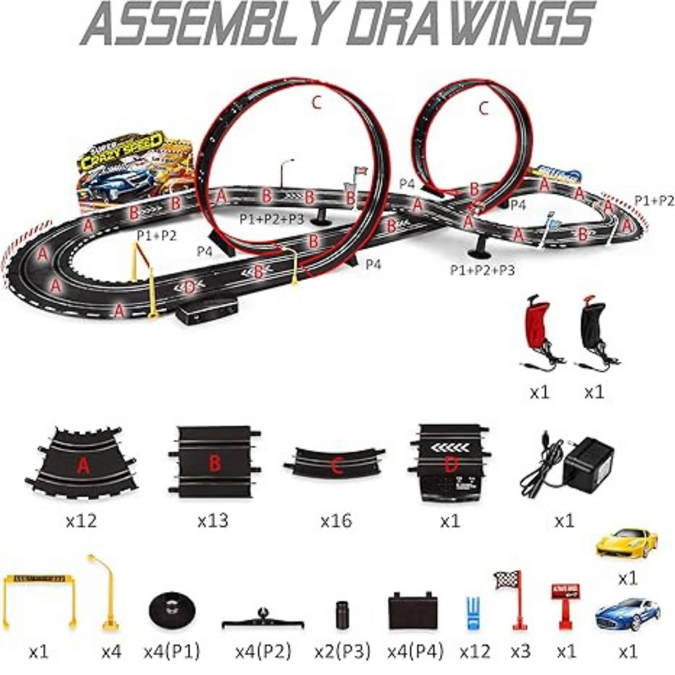 Slot Car Race Track Set Electric Powered Race Track Dual Racing Car ...