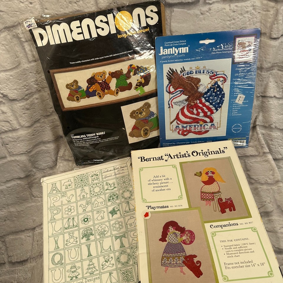 Lot Of 9 VTG Needlepoint Craft Kits Quilting Dimensions Cross-Stitch ...