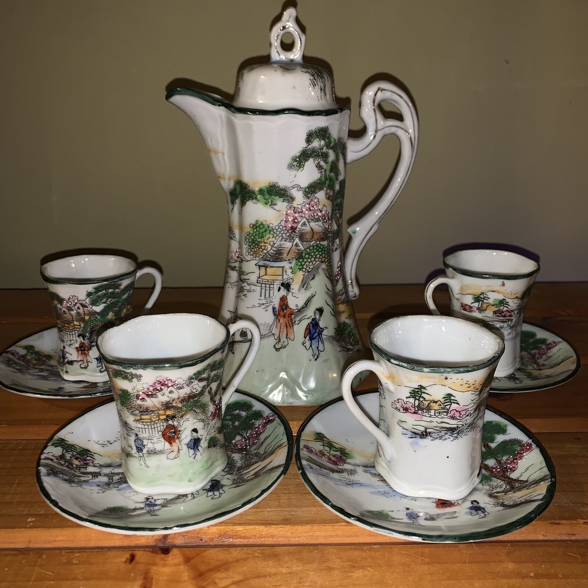 Hand Painted Nippon Chocolate Set Antique Nagoya Shofu Nippon
