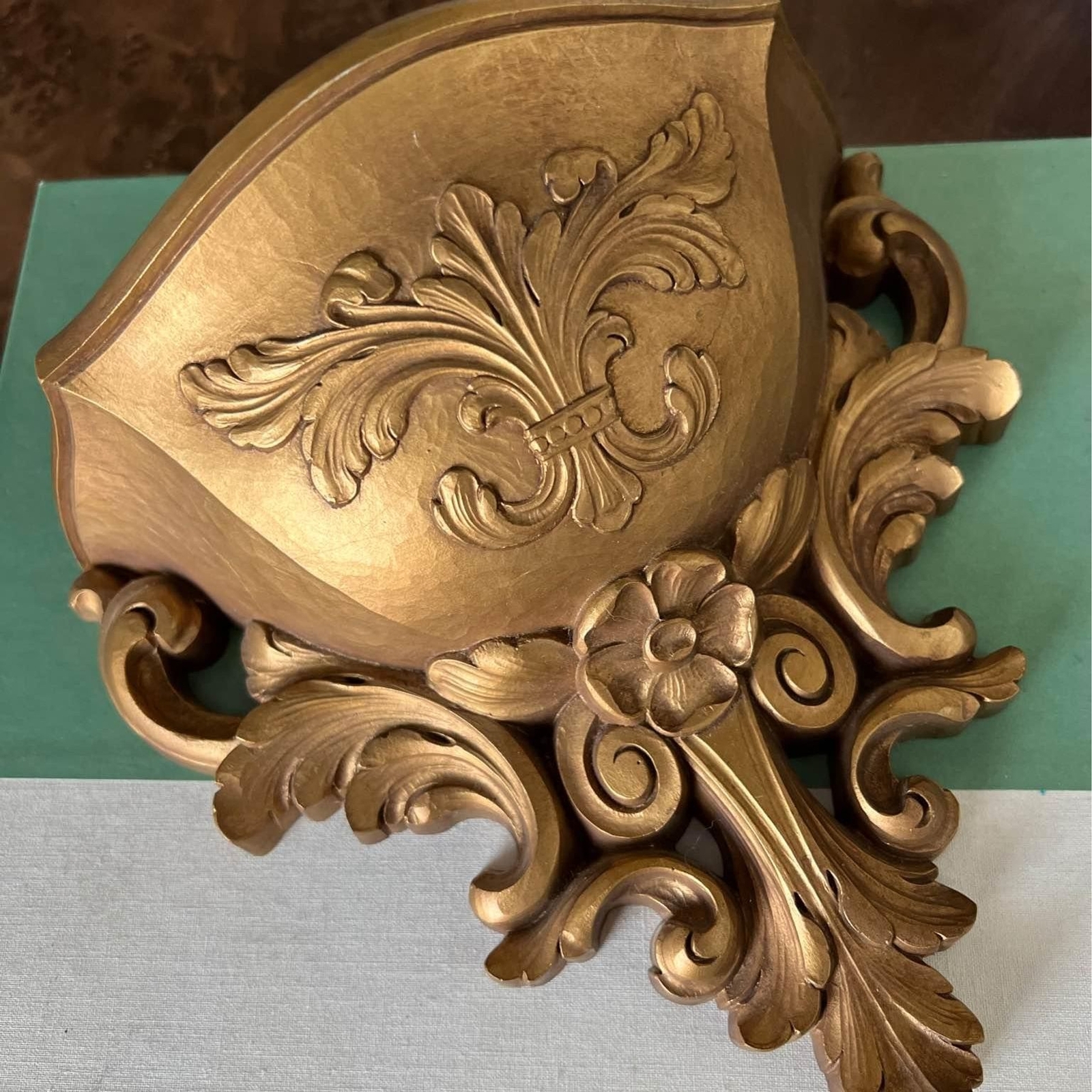 Vtg Syroco Gold Resin Wall Pocket Planter Grandmillennial Regency Mid ...