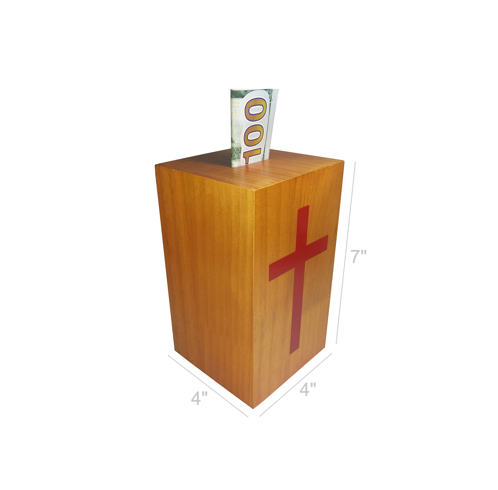 Wood Donation Box Church Offering Coin Collection Mini Piggybank 4x4x7 ...