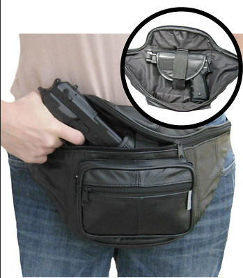 Genuine Leather Concealed Carry Weapon Fanny Pack Waist Pistol Gun Bag ...
