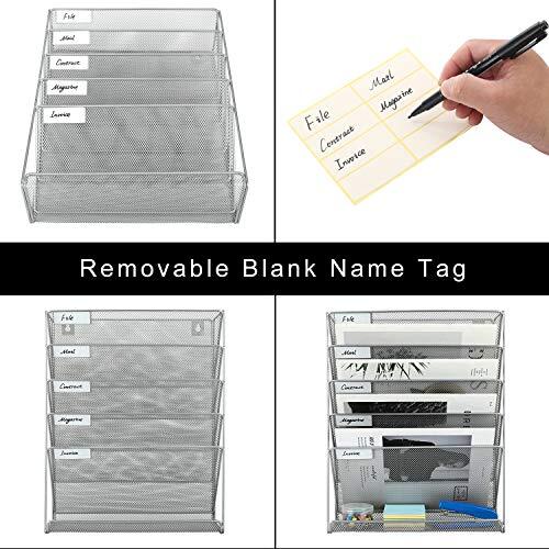5 Pockets Wall File Organizer Holder Vertical Mesh File Rack for Office ...