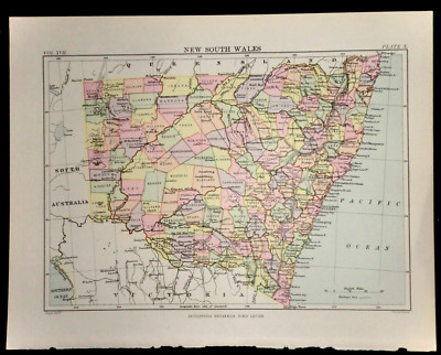 Original Victorian Map of New South Wales, Australia (1889) Ex ...
