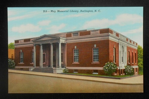 1940s May Memorial Library Burlington NC Alamance Co Postcard North ...