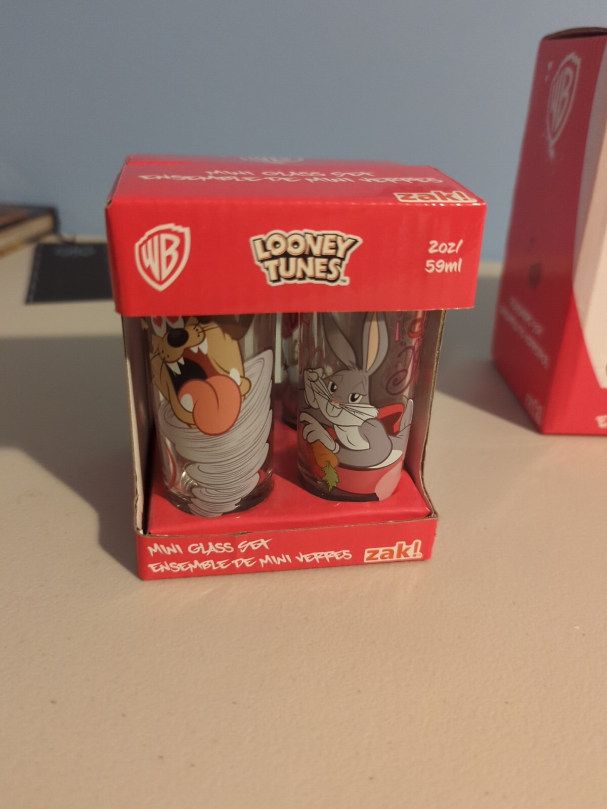 LOONEY TUNES Glassware Set of 4 Shot Drinking Glasses Bugs Taz In Box ...