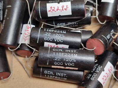 4x NOS .22uf 0.22uf 600v GEN INSTR ( GENERAL INSTRUMENT ) CAPACITORS 60 ...
