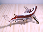 Maroon Blue Shark figurine handmade blown glass art gold trim 4.25 ...