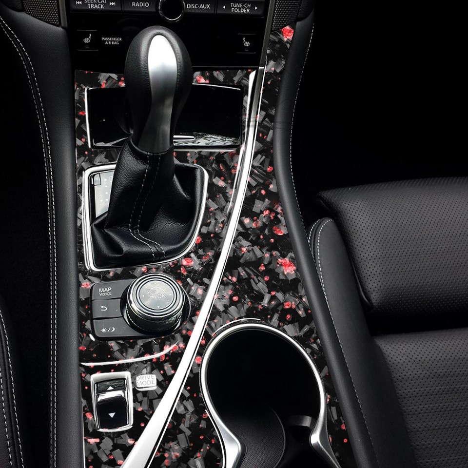 Genuine Carbon Fiber Gear Shift Lever Panel Trim Kit For INFINITI 2014 ...