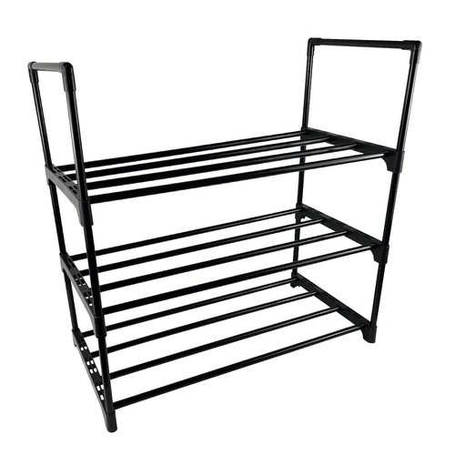 3 Tier Shoe Rack, Metal Free Standing Shoe Shelf Stackable Shoes ...