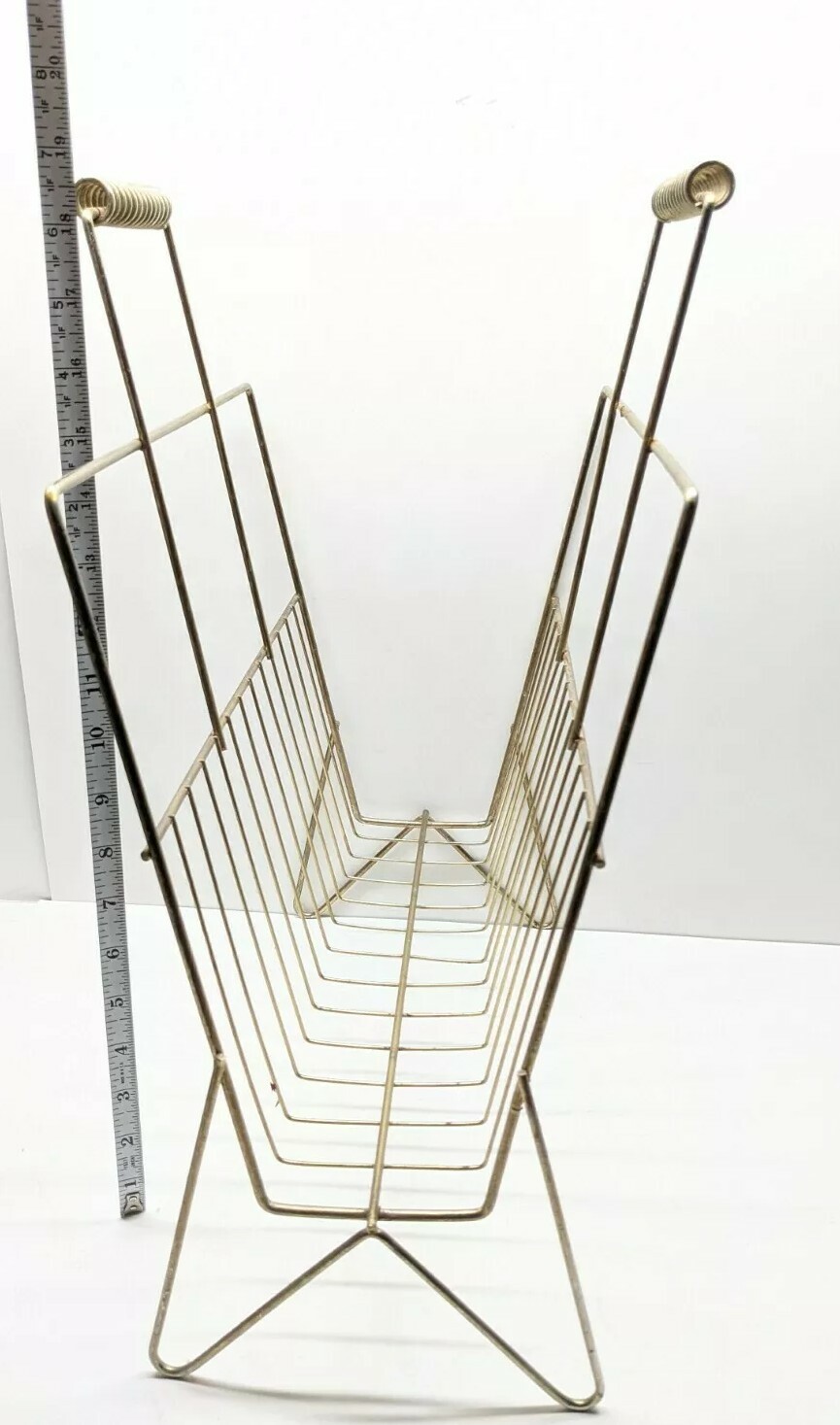 Vintage Mid Century Metal Wire Rack Record LP Album Stand Holder Atomic ...