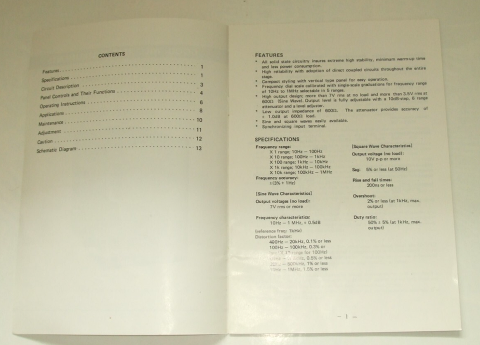 Good Will Test Instruments Audio Signal Generator Instruction Manual ...