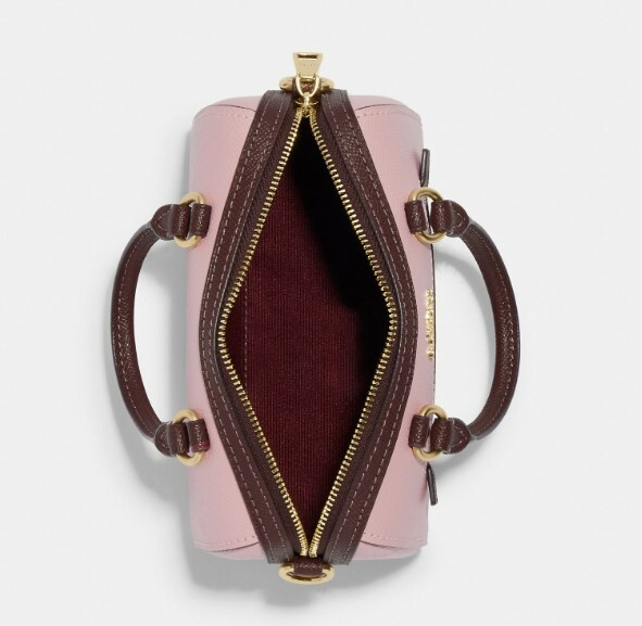 Coach CF375 Mini Rowan Leather Satchel Crossbody In Powder Pink/Wine ...
