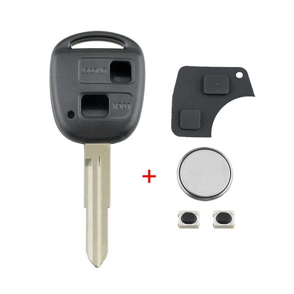 2 Button Key Fob Case Cover With Rubber Pad For Toyota Yaris Corolla ...