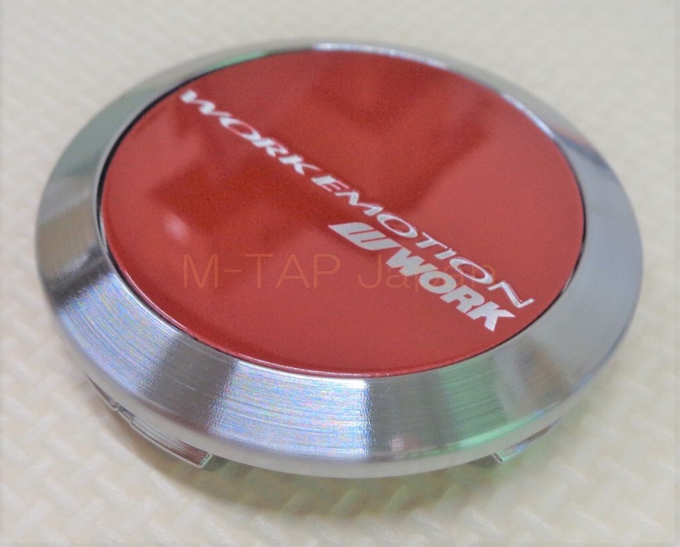 4x Work Genuine Emotion Rims Flat Center Caps Red for ZR10 T7R D9R ...