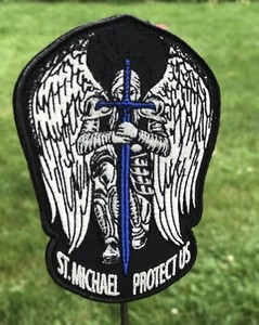 TBL THIN BLUE LINE ST. MICHAEL PROTECT US Tactical PATCH Wings Sword ...