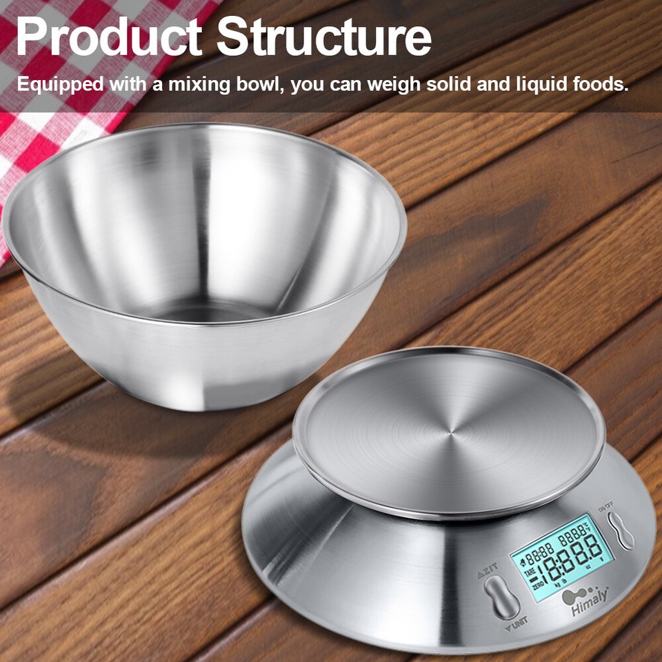 5kg Electronic Digital Kitchen Scale Weighing Food With Bowl Baking ...