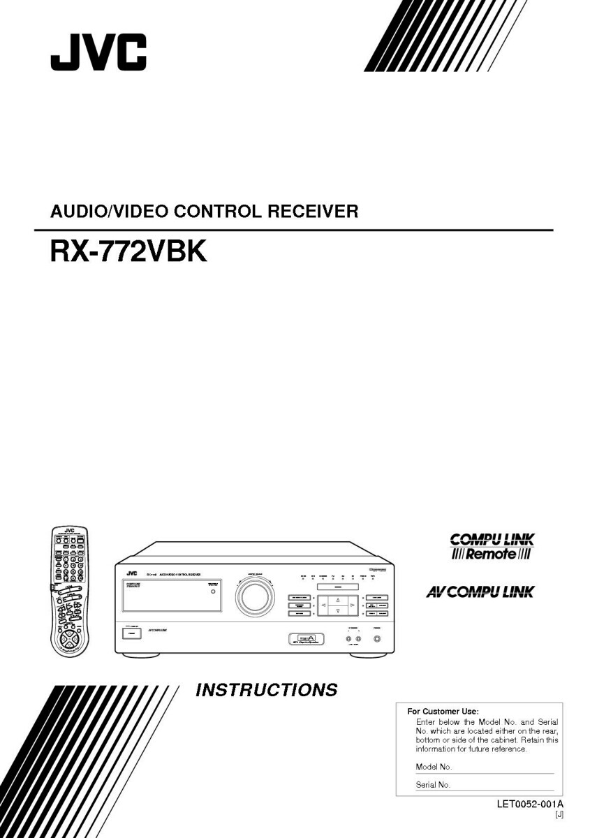 JVC RX-772VBK Receiver Owners Instruction Manual Reprint | eBay
