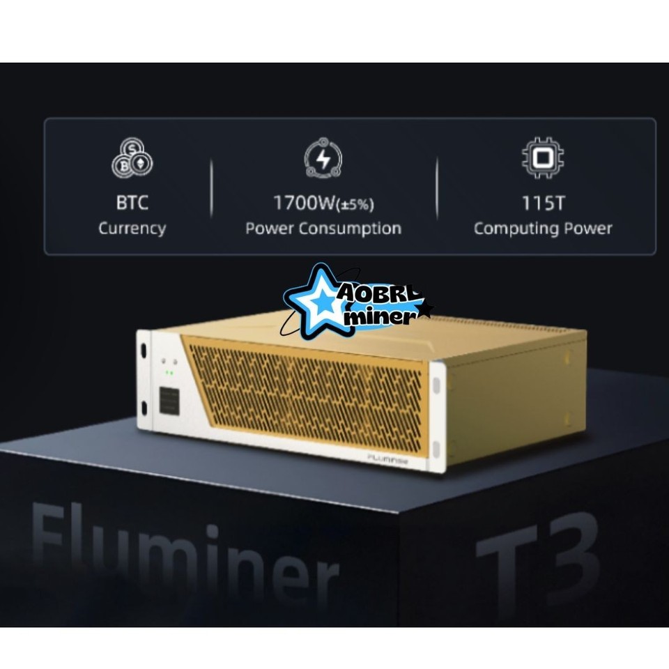 FLUMINER T3 115Th/s 1700W 14.7 J/TH ASIC BTC Silent Miner with PSU - in ...