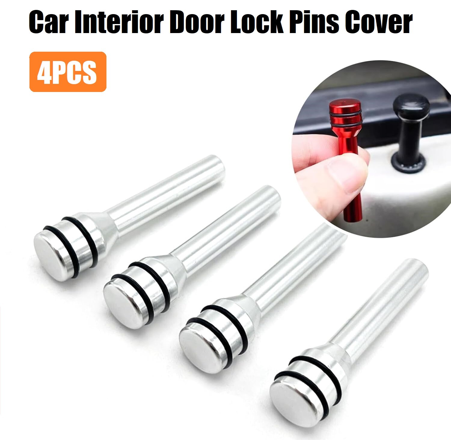 4PCS Interior Door Lock Knob Car Door Lock Pins Cover Aluminum Car ...