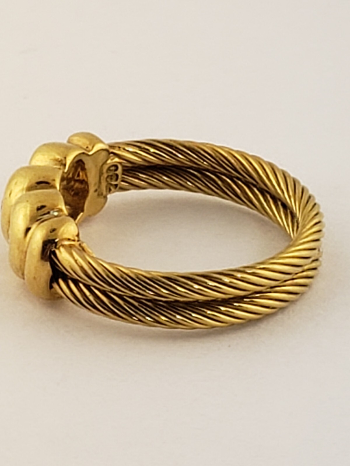 18 Karat Yellow Gold Diamond Cable Ring Size 6 stampe… - Gem