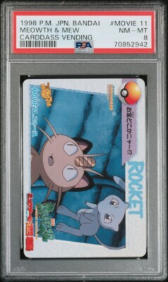 1998 Japanese Bandai Carddass Vending Meowth & Mew PSA 8 | eBay