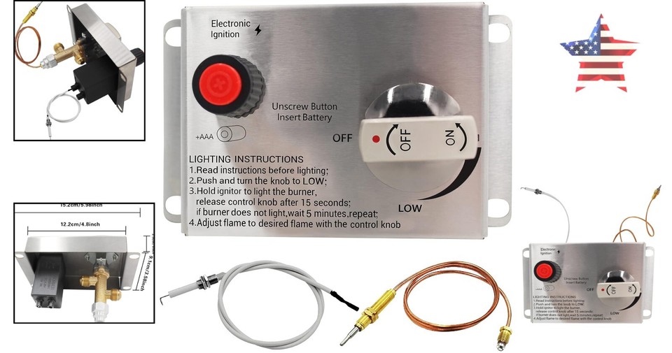 Gas Fire Pit Control Panel - Safety Flame Failure Valve & Ignition Knob ...