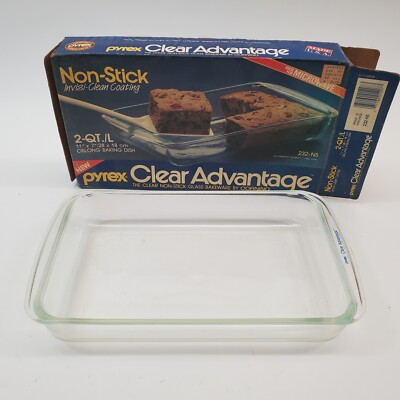 Vintage NOS Pyrex Clear Advantage 232-NS Rectangular Baking Dish 2Qt ...