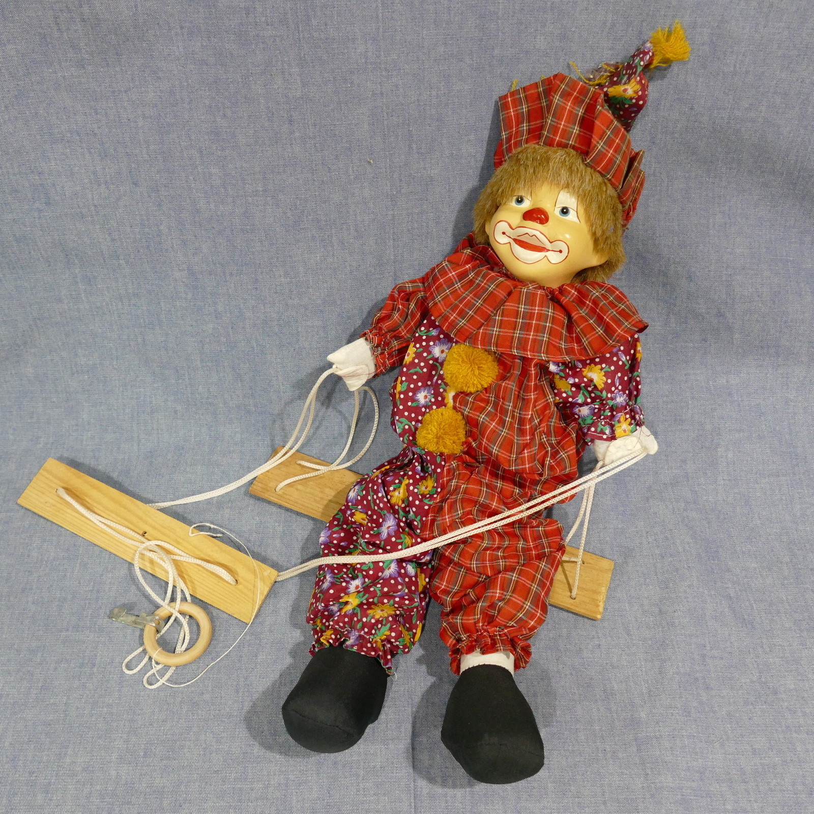 Vintage Circus Clown Doll Porcelain Head String Marionette Puppet on ...
