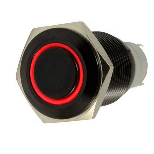 16mm 12V Red LED Light Push Button Toggle Switch Black Shell Metal ...