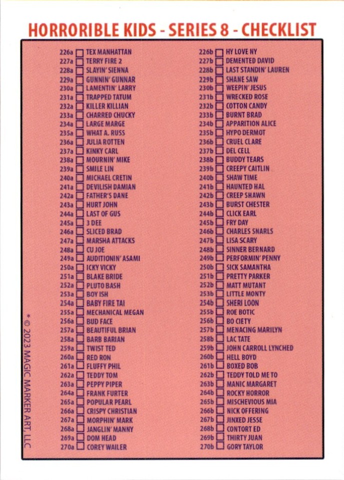 2023 Horrorible Kids Season 8 FOIL CARD TEDDY Told Me To #262B | eBay