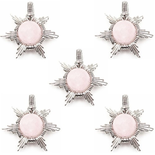 10pcs Natural Roses Quartz Stone Sun Pendants Chakra Energy Reiki ...