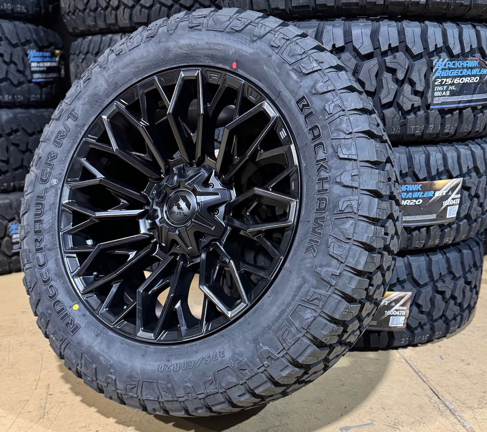20x9 Fuel D865 Strike Black Wheels Rims 33" RT Tires 5x5 Jeep Wrangler ...
