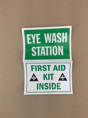 Eye Wash Station Sticker Sign & First Aid Kit Inside Alert Warning ...