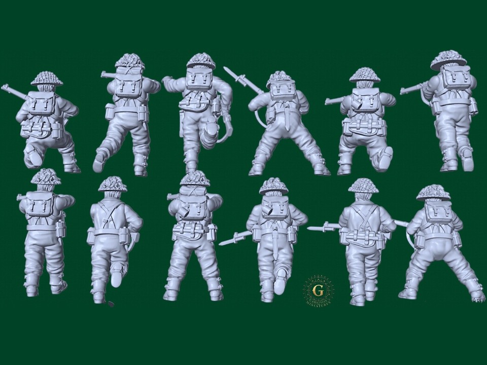 WW2 British Mid-Late War Riflemen X12 Ideal Bolt Action etc UNPAINTED ...
