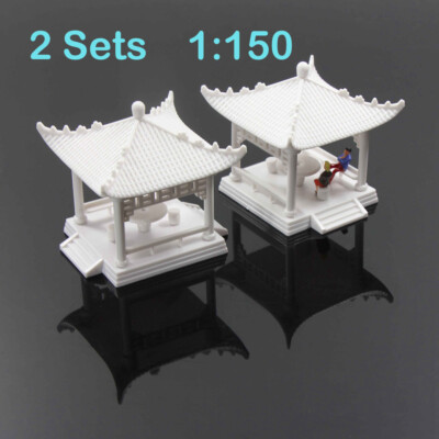 GY02150 2pcs N Scale Pavilion Model Gloriette Chinese Construction ...